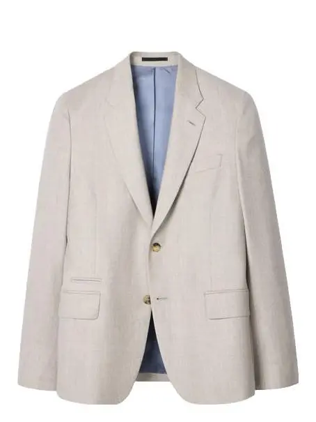 Paul Smith Tailored-fit Beige Overdyed Wool-cashmere Flannel Blazer - Brown