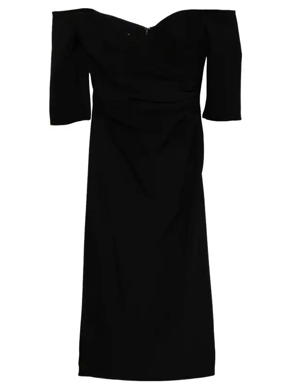 Amsale Crepe Off-shoulder Dress - Black