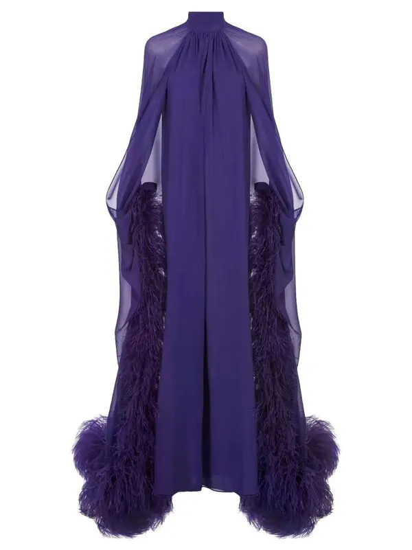 TALLER MARMO Eterea Feathered Maxi Gown - Purple