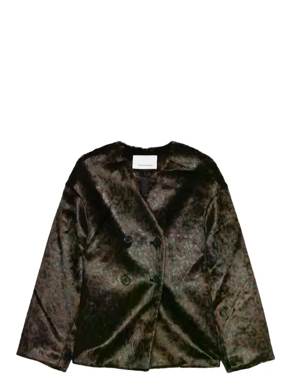 THE FRANKIE SHOP Patterned Double-breasted Jacket - Brown