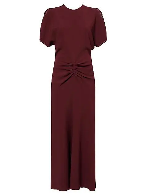 Victoria Beckham Woven Midi Dress With Split-sleeves - Cinnabar Red