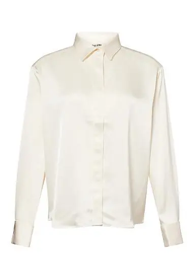 DJERF AVENUE Satin Relaxed-fit Woven Shirt - Ivory