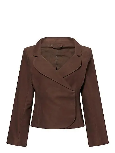 DJERF AVENUE Moleskin Double-breasted Cotton Blazer - Brown