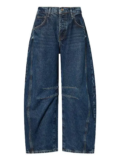 Free People Barrel-leg Denim-blend Jeans - Deep End