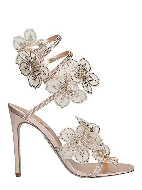 Rene Caovilla Flower Cleo 105 Heeled Sandals - Pink