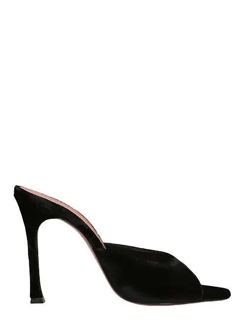 Amina Muaddi Alexa 105 Velvet Heeled Mules - Black
