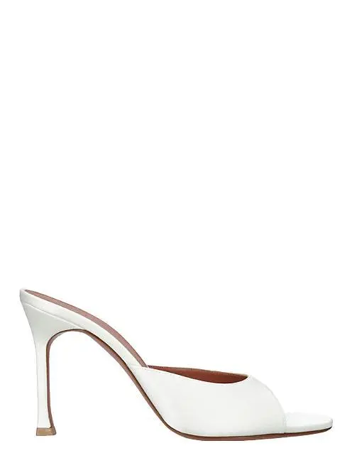 Amina Muaddi Alexa 95 Satin Heeled Sandals - White