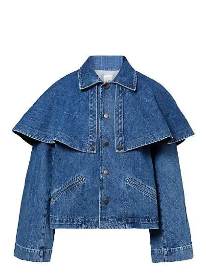 FRAME Boxy Fit Cape Denim Jacket - Figure