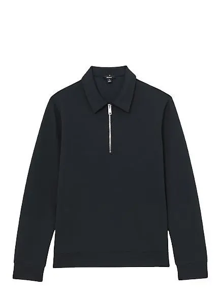 REISS Prince Half-zip Stretch-jersey Polo - Navy Blue
