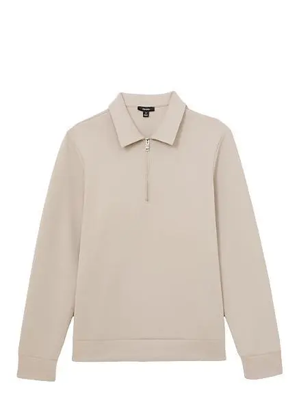 REISS Prince Half-zip Stretch-jersey Polo - Stone