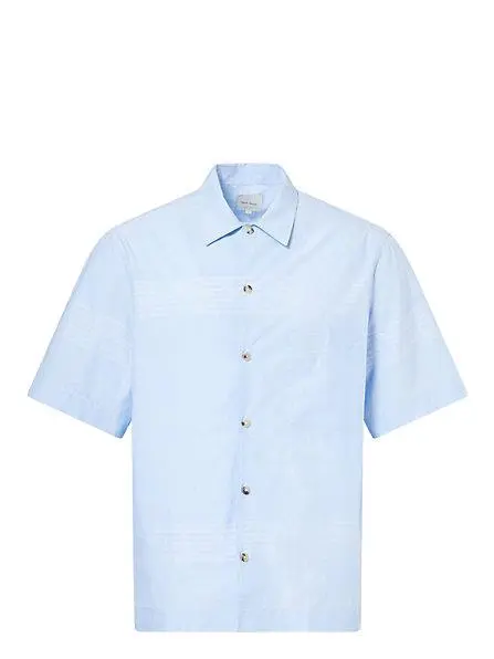 Paul Smith Casual-fit Short-sleeves Cotton-poplin Shirt - Blue