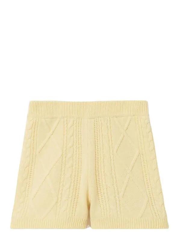 Claudie Pierlot Jacquard Cable-knit Wool And Cashmere-blend Shorts - Baby Yellow