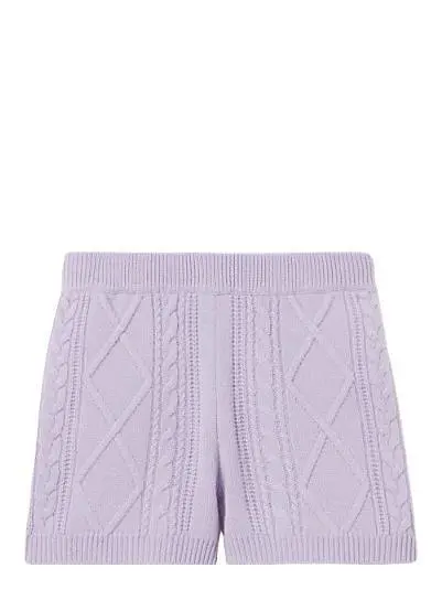 Claudie Pierlot Jacquard Cable-knit Wool And Cashmere-blend Shorts - Light Purple