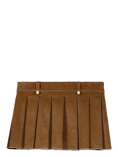 Maje Pleated Corduroy Mini Skirt - Camel