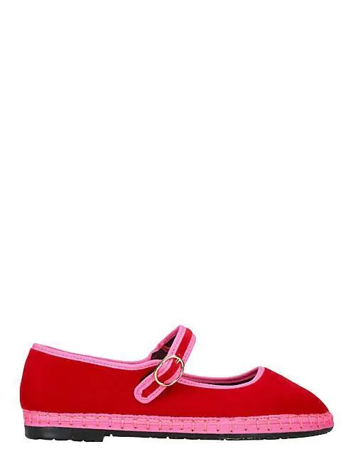 FLABELUS Aurelie Velvet Mary-jane Shoes - Pink Comb