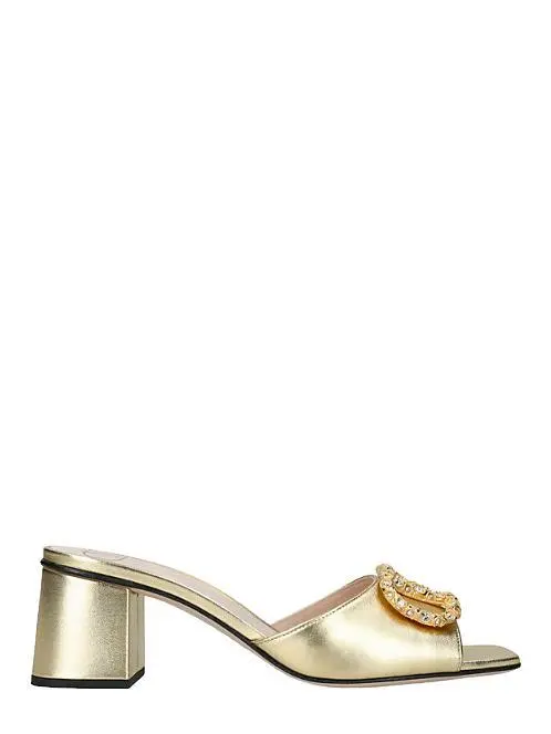 Valentino Garavani Vlogo 60 Metallic Leather Mules - Gold Comb