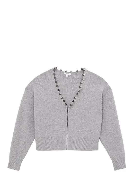REISS Wool And Cashmere-blend Cardigan - Grey
