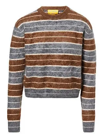 Guest In Residence Grizzly Striped Brushed Cashmere Jumper - Charcoal Combo