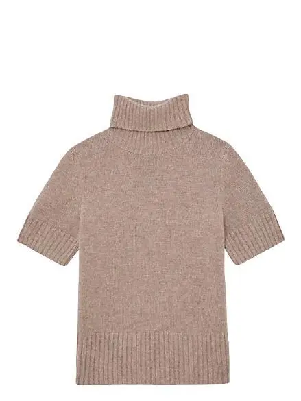 REISS Cashmere Roll-neck Jumper - Oatmeal Neutral
