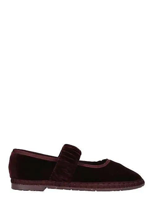 FLABELUS Mafalda Velvet Mary-jane Shoes - Wine