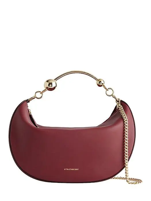 Strathberry Crescent Moon Mini Leather Top-handle Bag - Oxblood