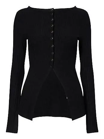 Free People East Side Fine-rib Knitted Cardigan - Black