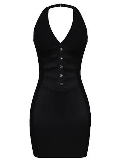 House Of Cb Lia Panelled Halter-neck Mini Dress - Black
