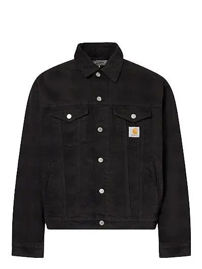Carhartt Work In Progress Relaxed-fit Denim Trucker Jacket - Everson Print Black