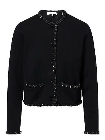 FRAME The Beaded Trim Wool-blend Jacket - Black