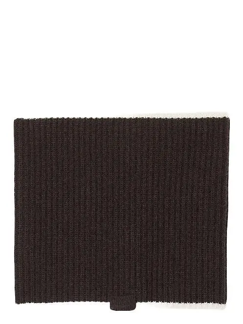 Sandro Contrast-trim Ribbed-knit Wool Neck Warmer - Brown