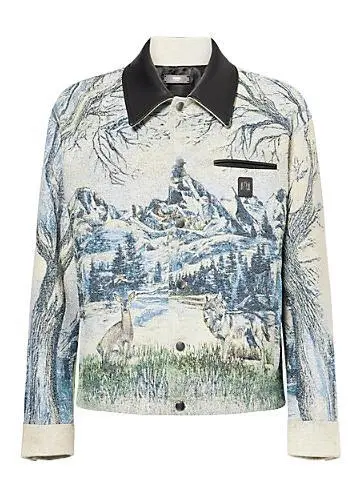 Amiri Graphic-print Cotton Blend Blouson Jacket - Blue