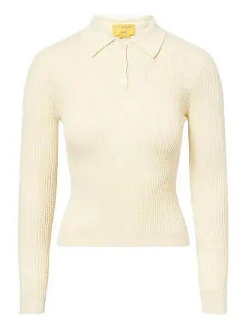 Guest In Residence Shrunken Fine-knit Cashmere Polo Top - Mist