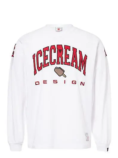 ICECREAM Design Long-sleeve Graphic Cotton-jersey T-shirt - White