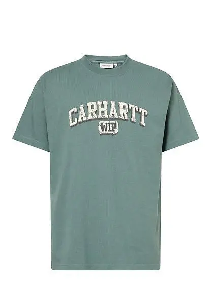 Carhartt Work In Progress Heavy Duty Brand-print Cotton-jersey T-shirt - Velvet Green