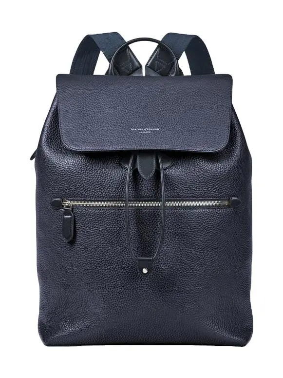 ASPINAL OF LONDON Reporter Leather Backpack - Blue