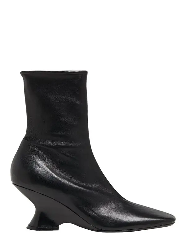 Dries Van Noten Leather Curved-heel Booties - Black
