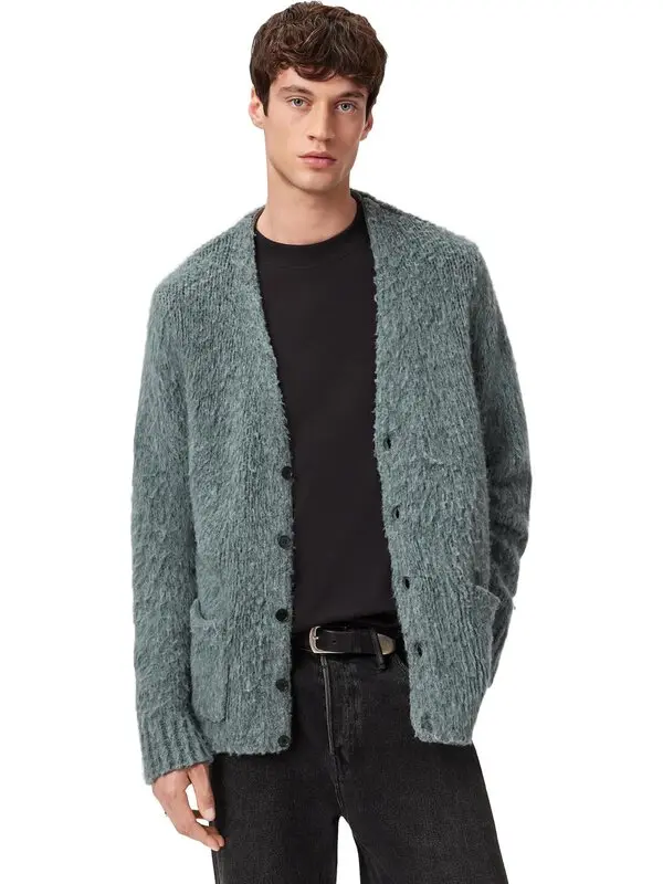 ALLSAINTS Brushed Merino Wool Cardigan - Nordic Green