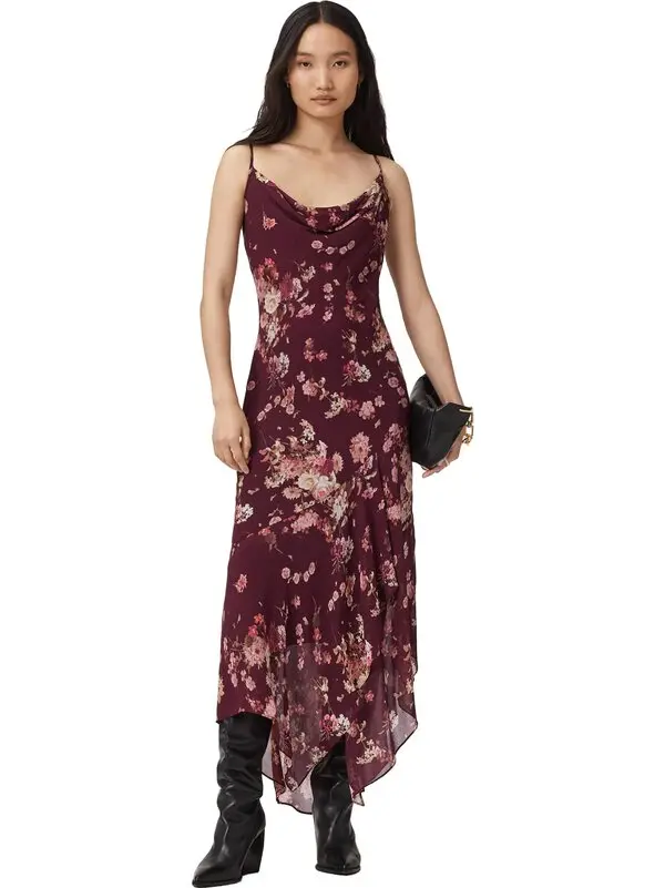 ALLSAINTS Charlotte Floral Maxi Dress - Armada Wine Red