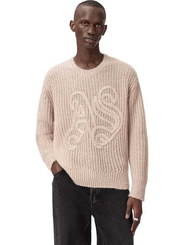 ALLSAINTS Chainy Embroidered Sweater - Dusk Brown
