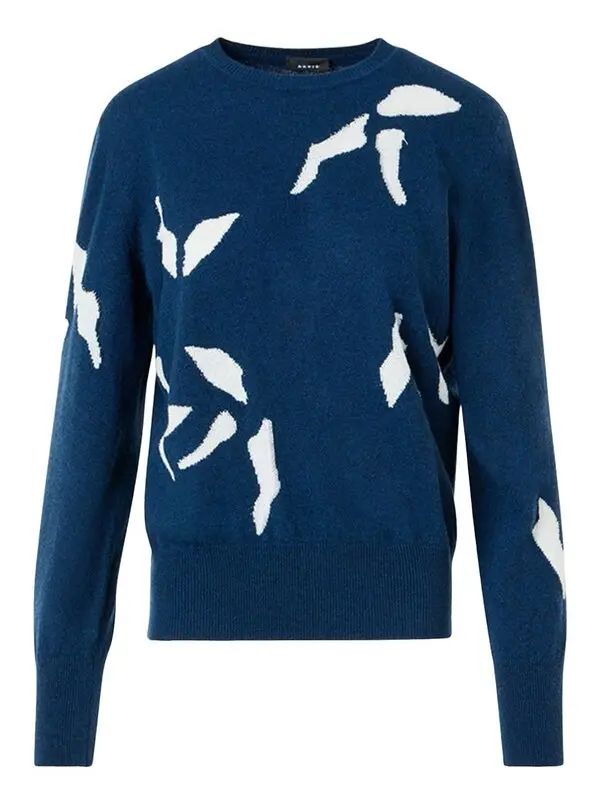 Akris Whitecaps Intarsia Knit Sweater - Denim-ecru
