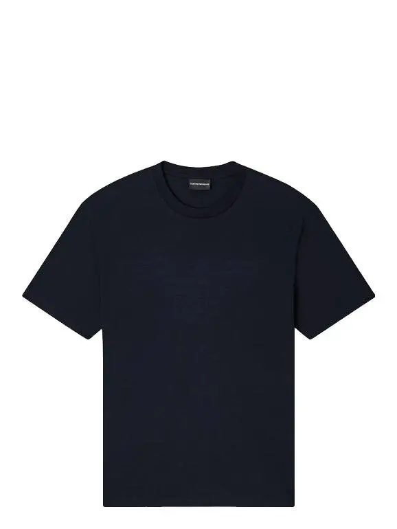 Emporio Armani Jersey T-shirt With Matching Intarsia Logo - Navy