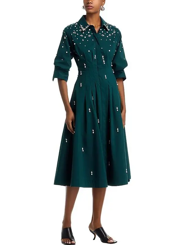 Simkhai Jazz Embellished Shirt Dress - Emerald