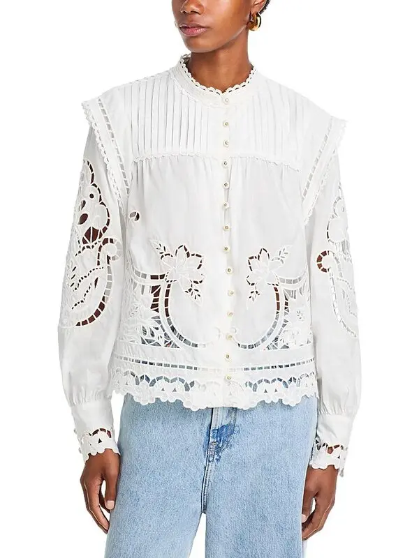 Farm Rio Richilieu Eyelet Shirt - Off-white