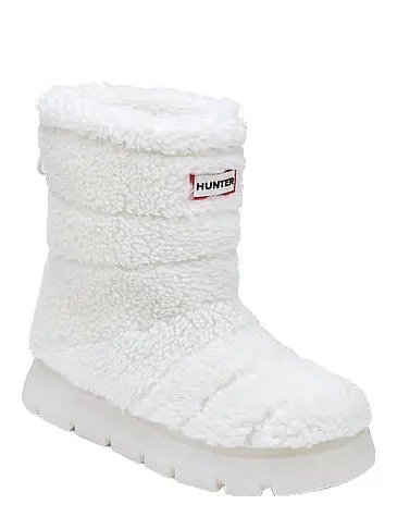 Pink Hunter Maran Teddy Boots - White,ivory