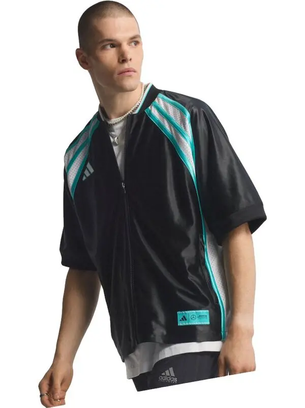 Adidas Mercedes Amg Petronas Formula One Team Las Vegas Baseball Shirt - Black / White