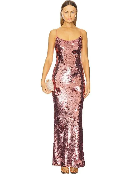 THE NEW ARRIVALS ILKYAZ OZEL Isis Sequin Maxi Dress - Fleur De Fleurs
