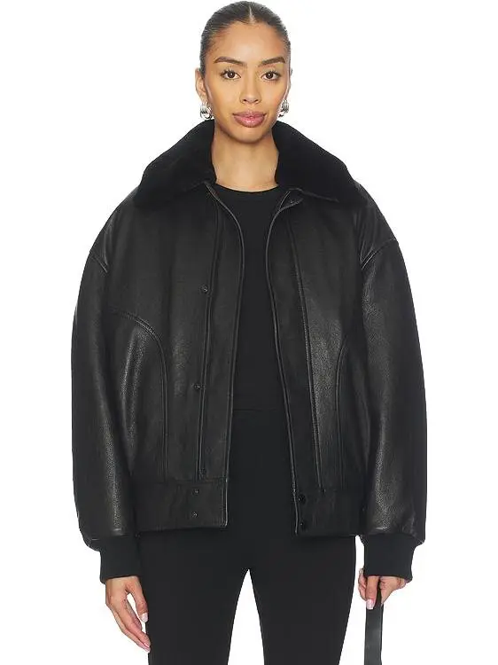 FRAME X Amelia Gray Nightcap Bomber - Black