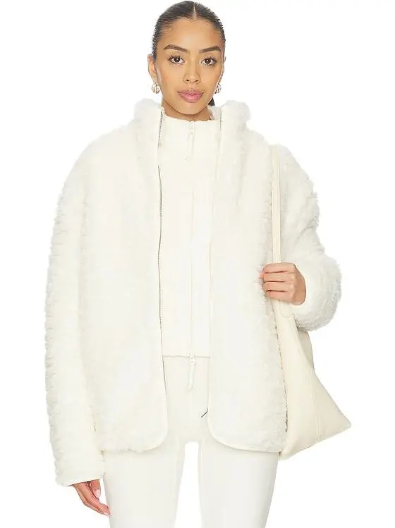 SKIMS Faux Fur Zip Up Jacket - Egret