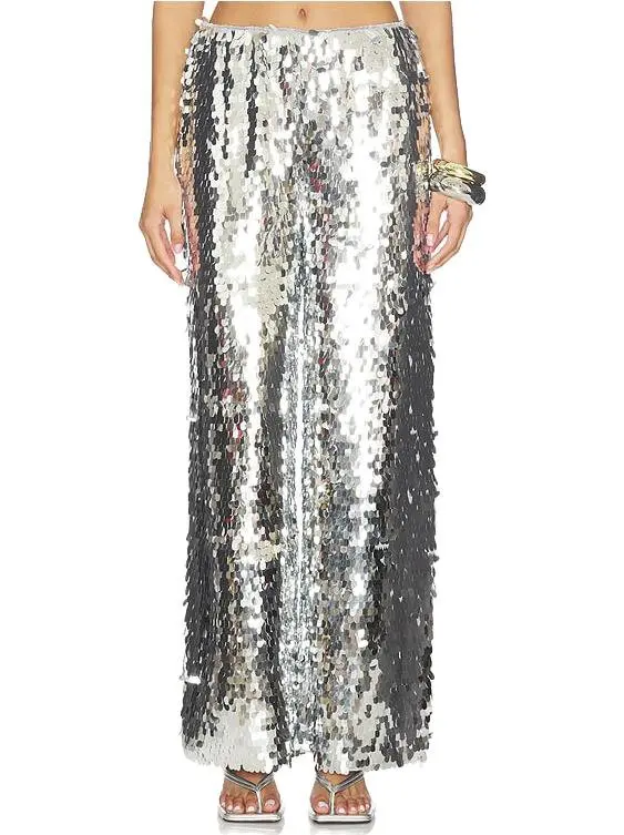 SIMONMILLER Nella Sequin Wide Leg Pant - Satellite Silver
