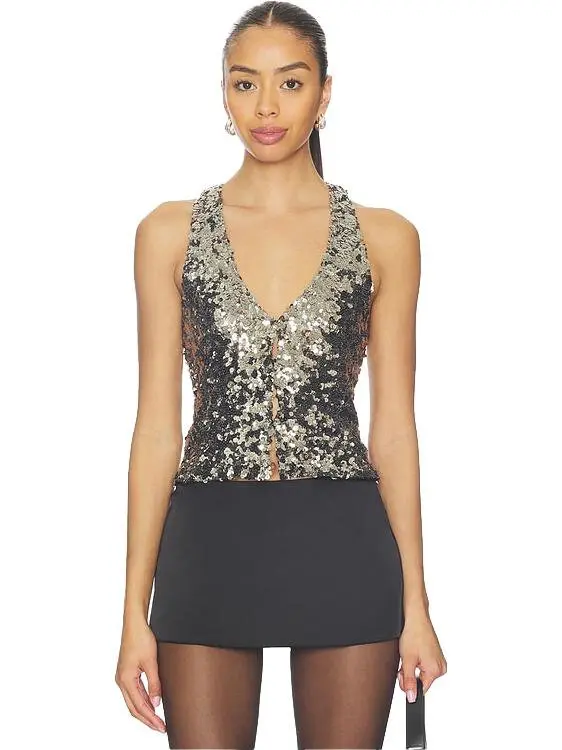 Free People X Faye Shine Vest - Gunmetal